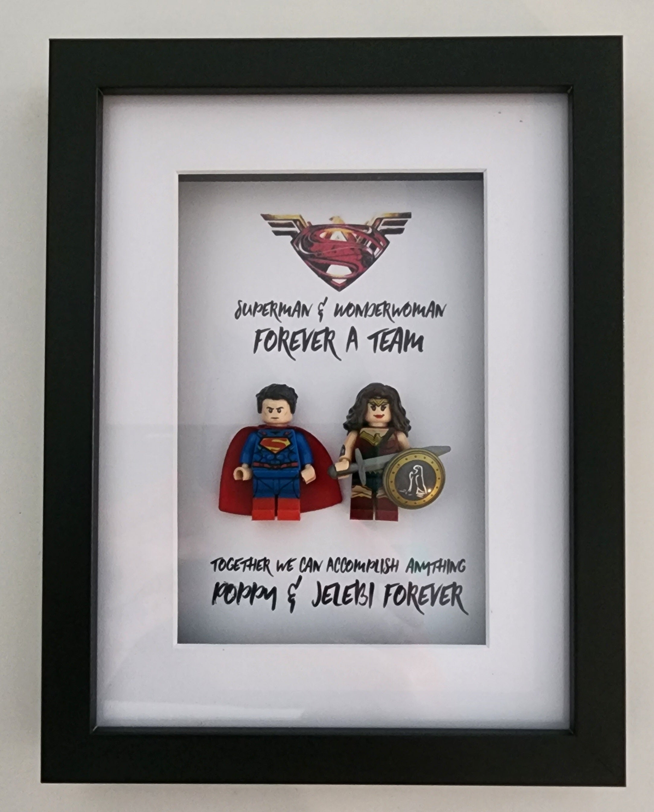 Superman & Wonderwoman Frame | Anniversary Gift – The Shadow Box Designs