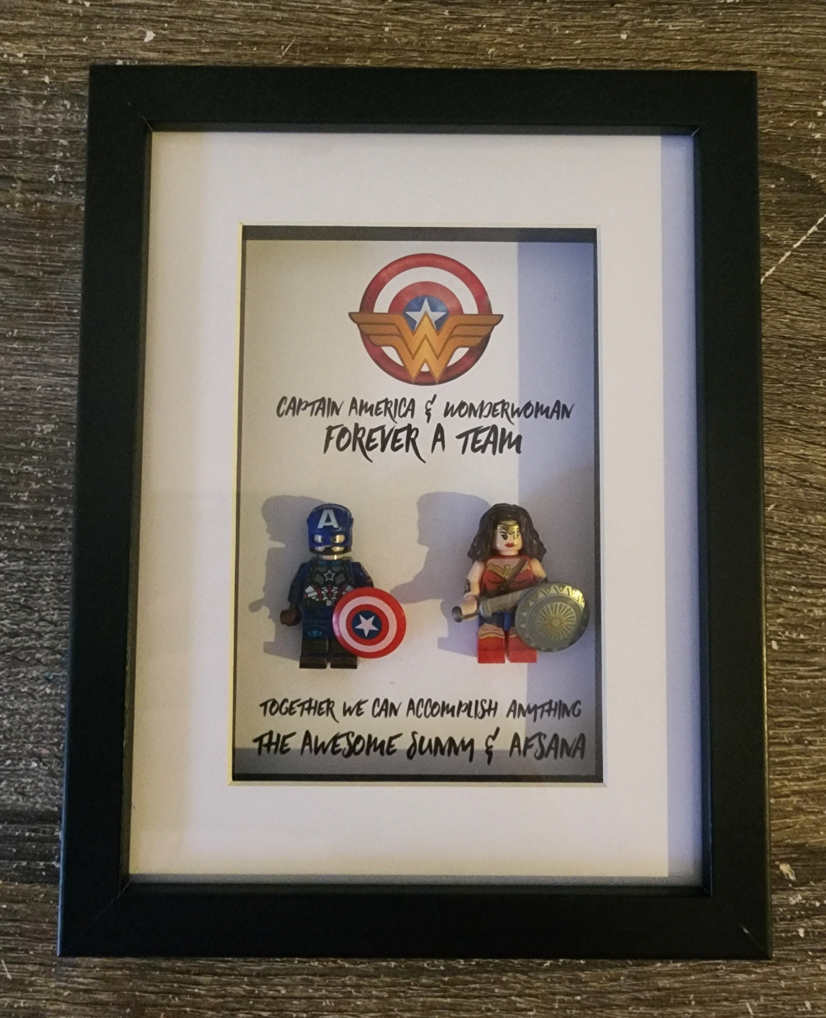 Captain America & Wonderwoman Frame | Anniversary Gift – The Shadow Box ...